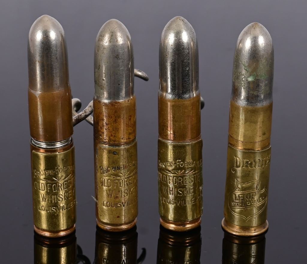 (4) Advertisement Brass Bullet Shaped Cork Screws