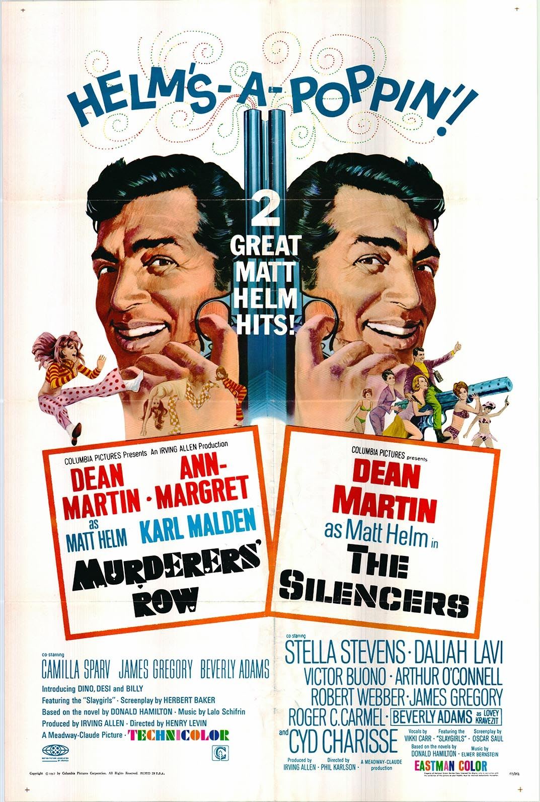 Murderer's Row & The Silencers original 1967R vintage one sheet poster