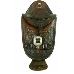 Unique RT Frazier stamped leather saddle pouch