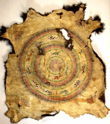 Large Sioux painted buffalo robe
