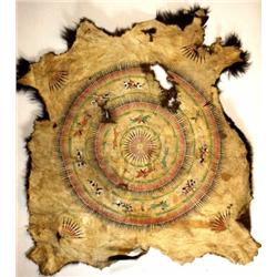 Large Sioux painted buffalo robe