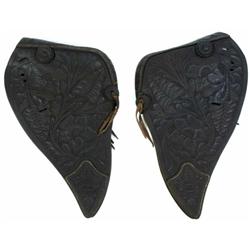 Excellent pair of floral carved tapaderos