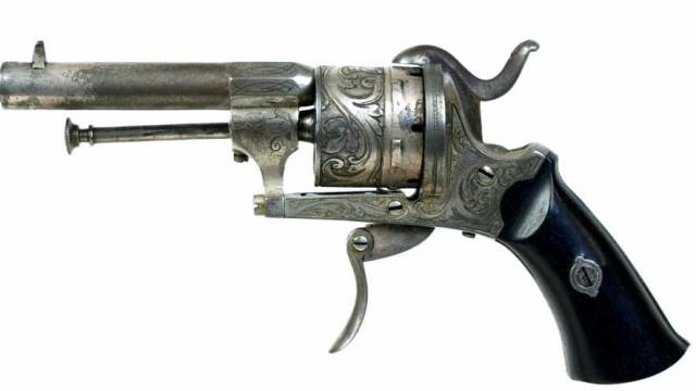 European folding trigger pinfire revolver