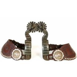 Early large unmarked lady leg spurs with silver