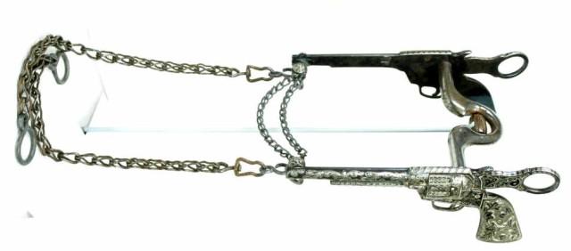 Silver engraved half breed pistol bit