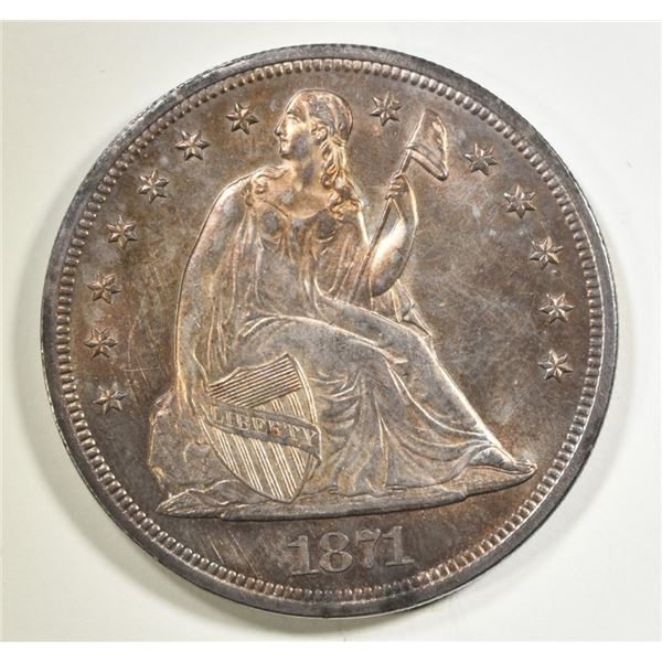 1871 SEATED LIBERTY DOLLAR CH BU