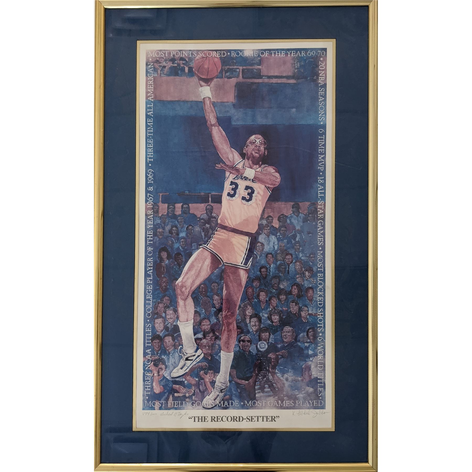 Kareem Abdul-Jabbar & Artist signed "The Record Setter" Artwork