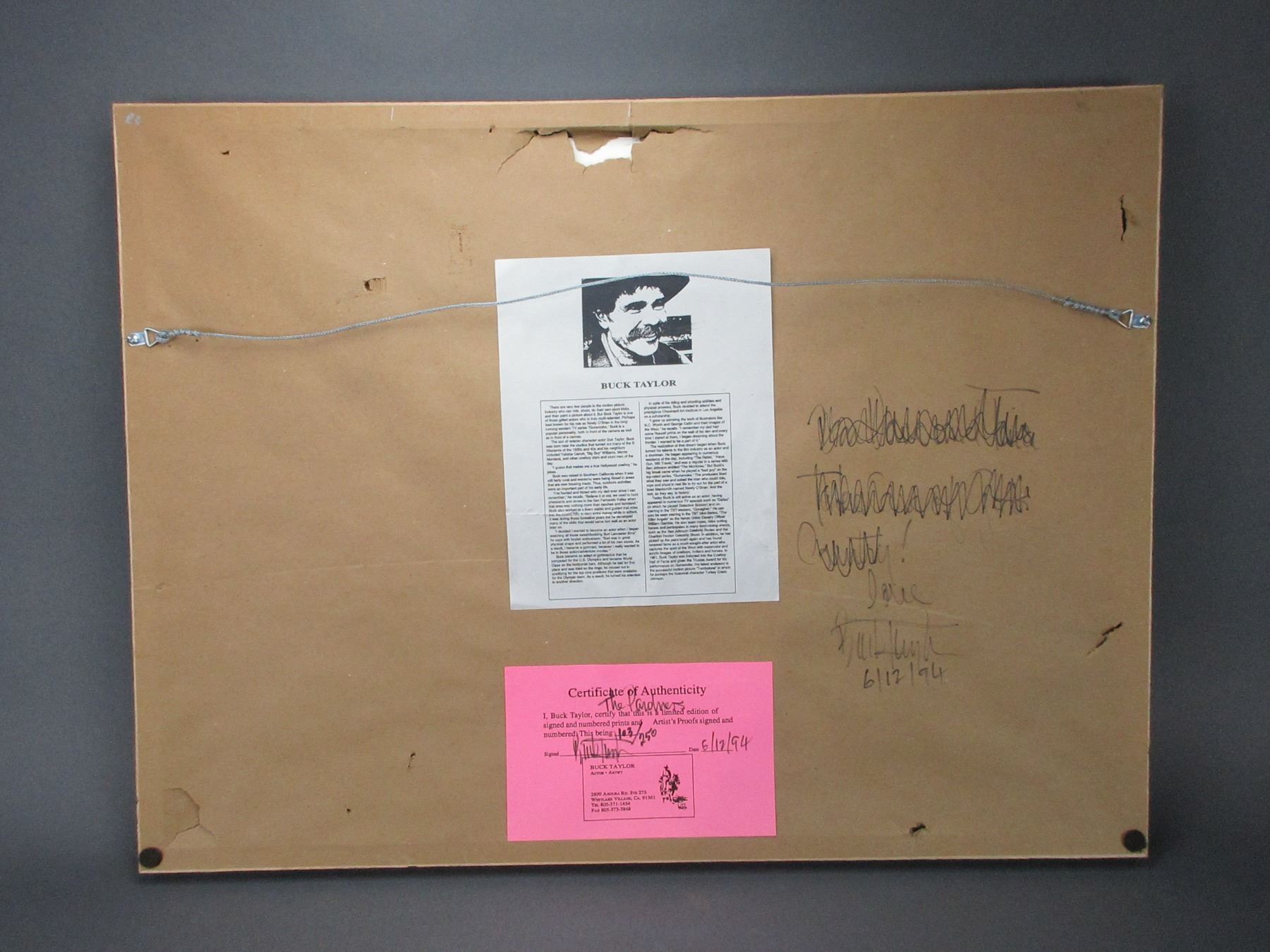 Signed And Numbered Buck Taylor Print- "The Pardners"- 103/250 ...