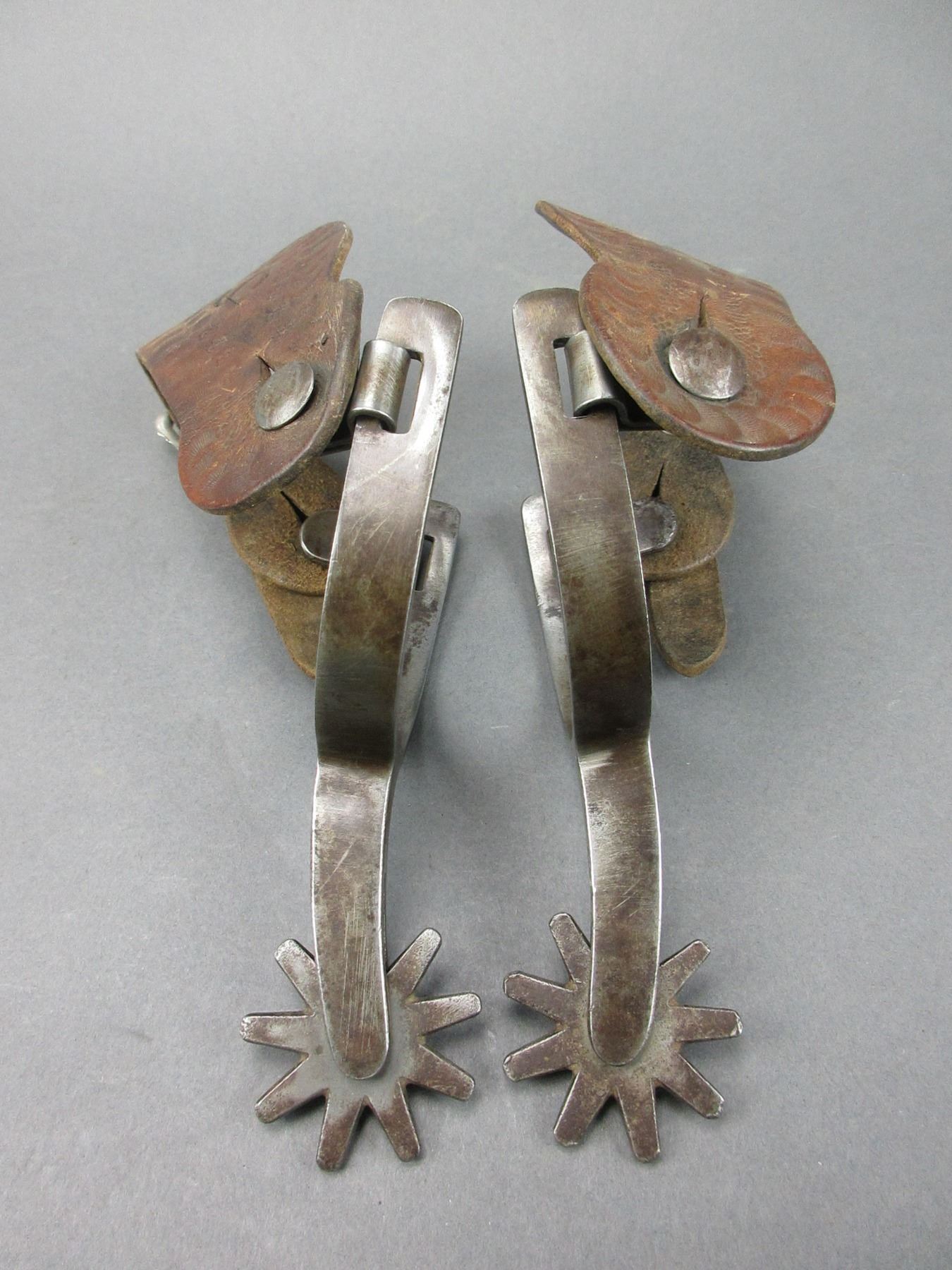 Unmarked Kelly Bros Pattern Spurs- .6" Bands- 2.25" Shanks- 9 Point ...
