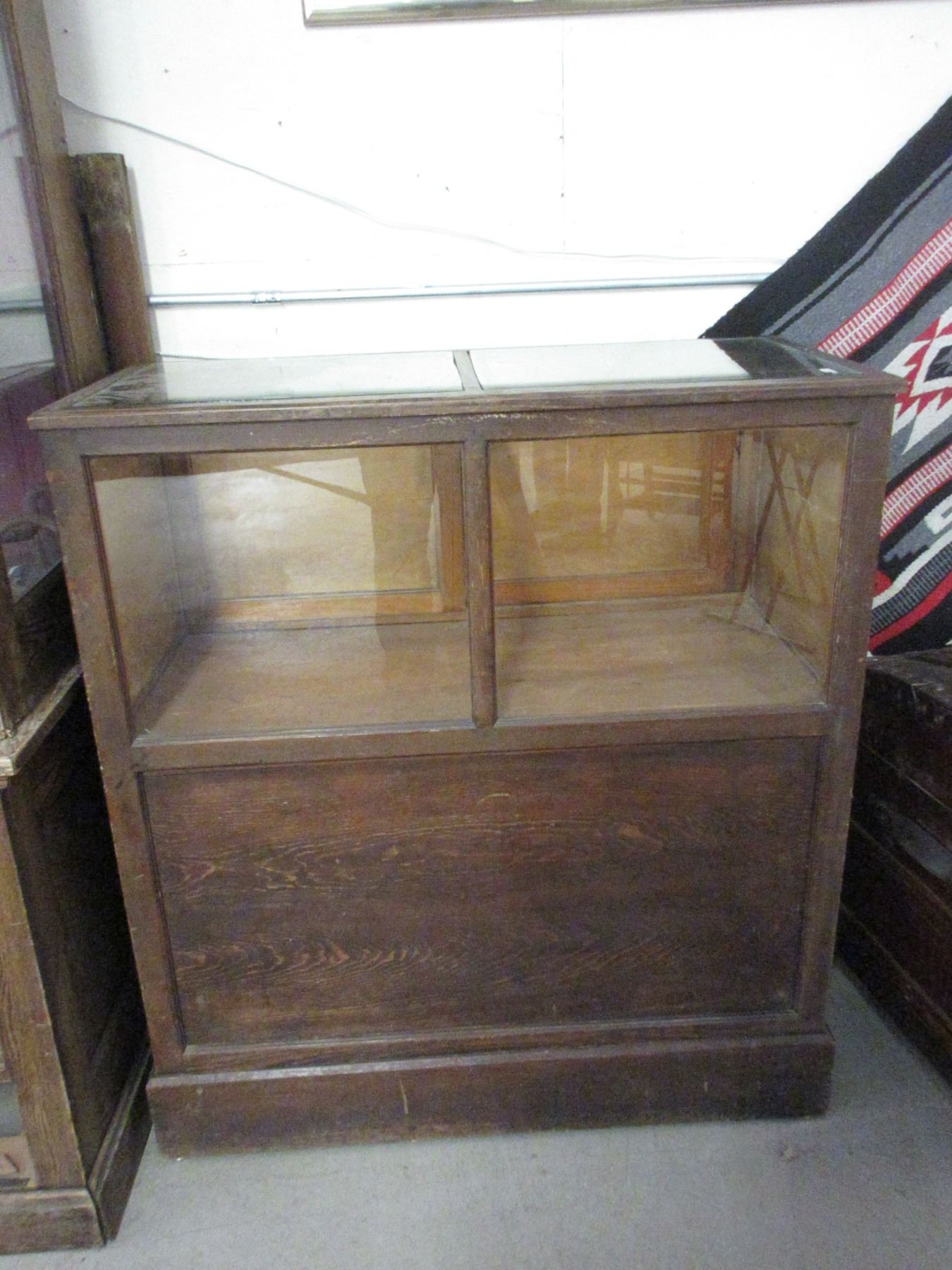 Glass Fronted Antique Display Case- 43"H X 39"W X 18.5"D