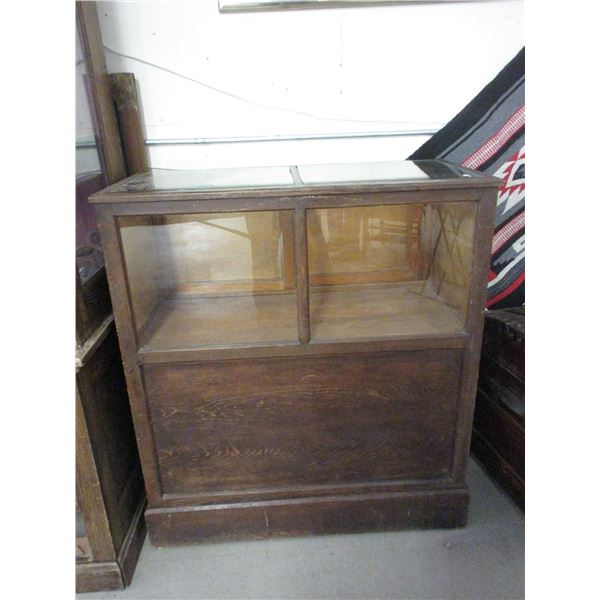 Glass Fronted Antique Display Case- 43"H X 39"W X 18.5"D