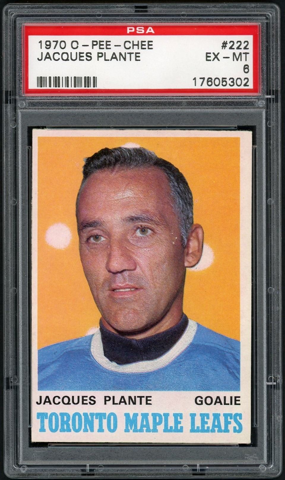 1970-71 O-Pee-Chee #222 Jacques Plante (PSA 6)