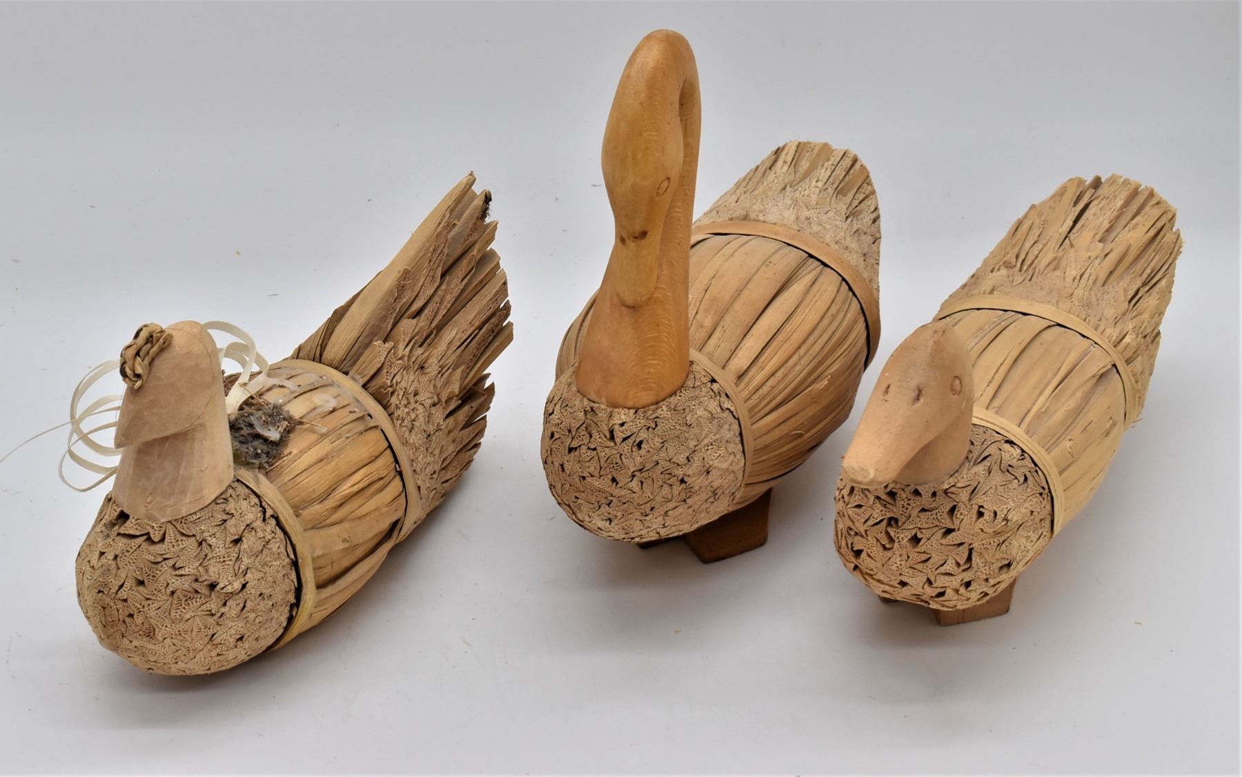 Hand Carved Wood, Husk, and Reed Animals