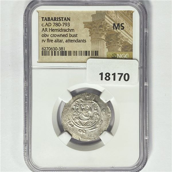 AD 780-793 Tabaristan AR Hemidrachm NGC MS