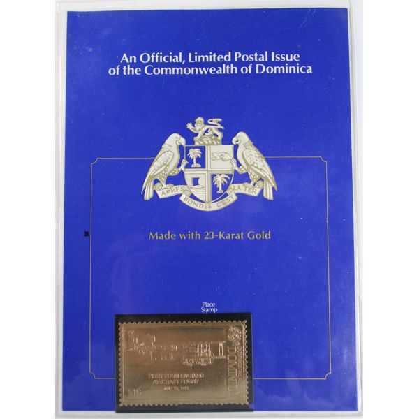 23k GOLD LTD POSTAL ISSUE COMMONWEALTH DOMINICA STAMP
