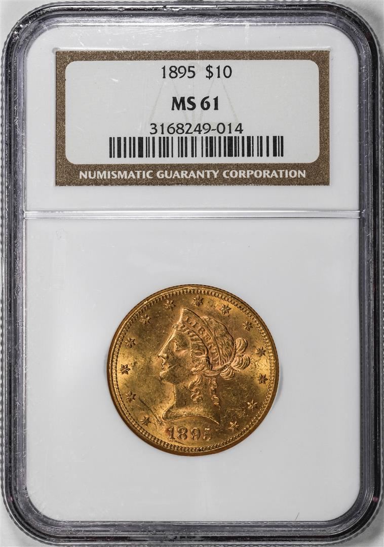 1895 $10 Liberty Head Eagle Gold Coin NGC MS61