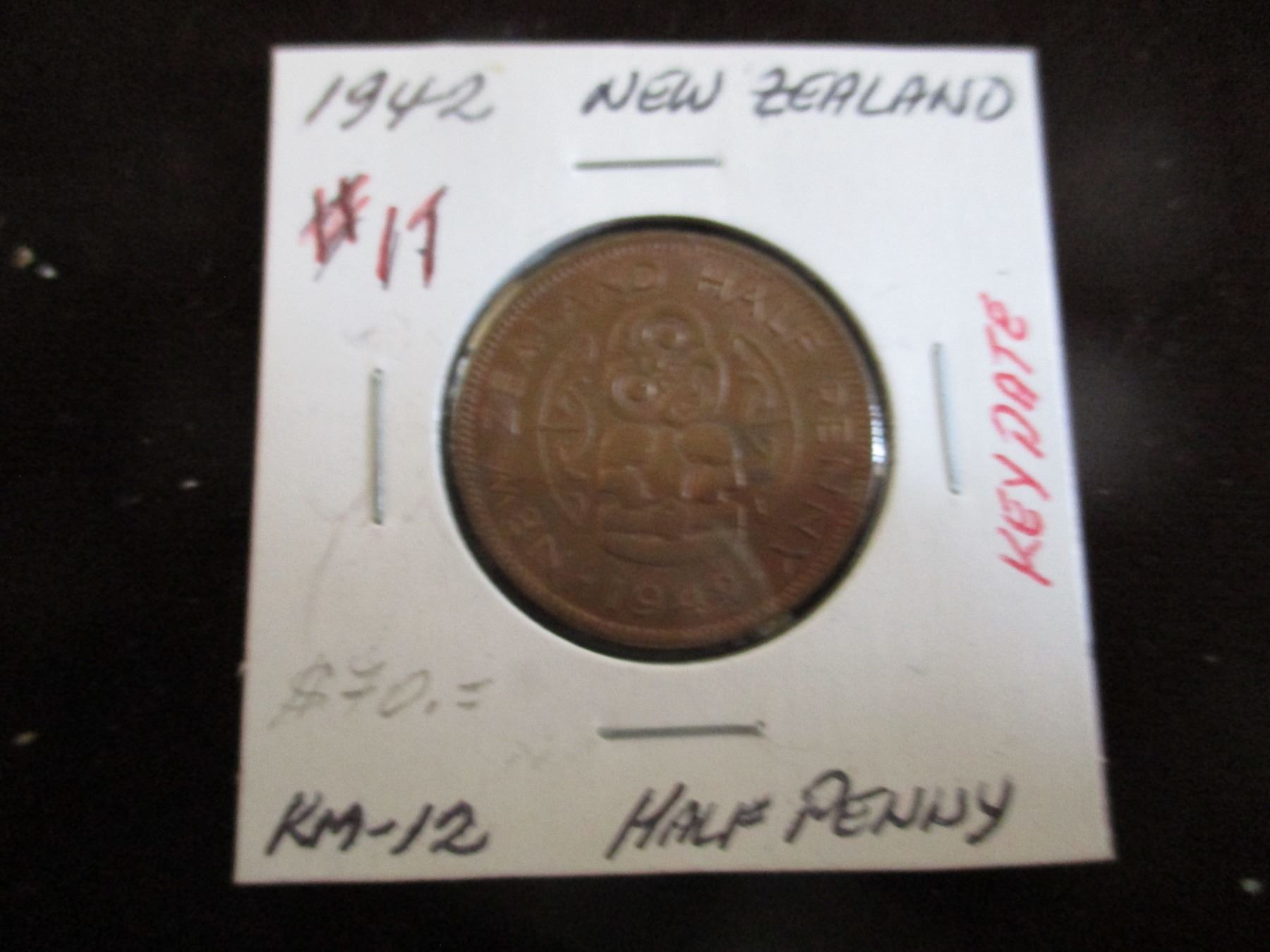 1842 NEW ZEALAND KEY DATE HALF PENNY