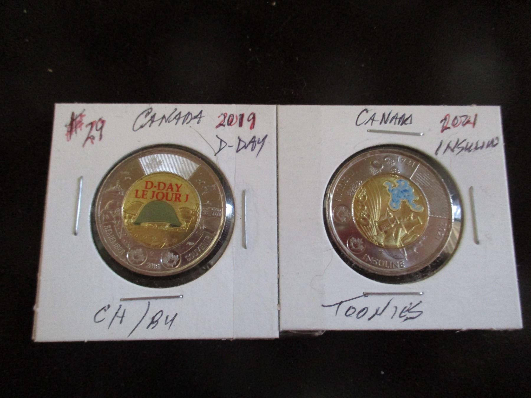 2019 D-DAY & 2021 INSULIN PROOF COLORED CANADA TOONIES