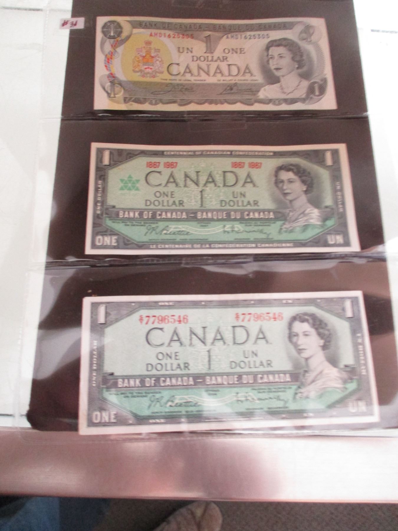 1973, 1967 & 1954 LAST OF CANADA QUEEN ELIZABETH II $1 BILLS