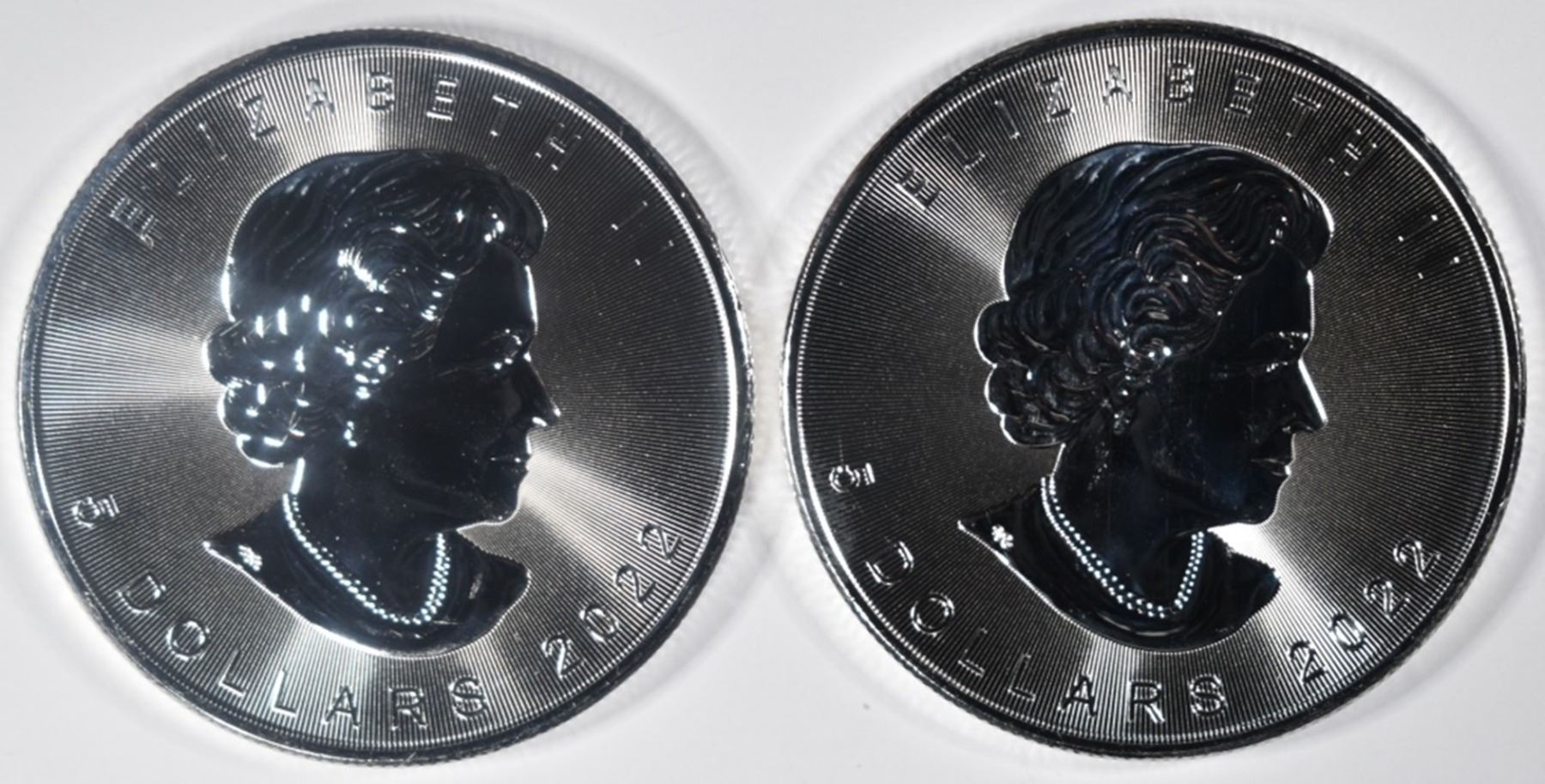 2-BU 2022 1oz .9999 SILVER CANADA MAPLE LEAF COINS