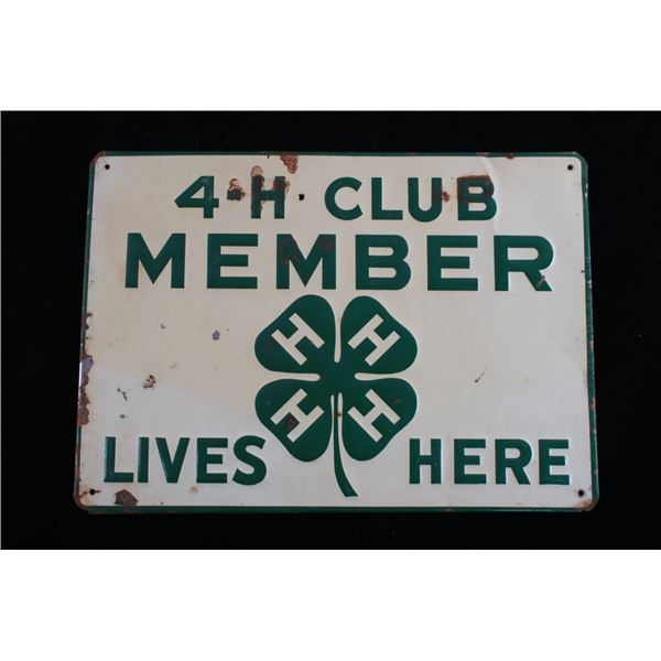 Vintage 4-H Club Member Sign from 1950-1960s