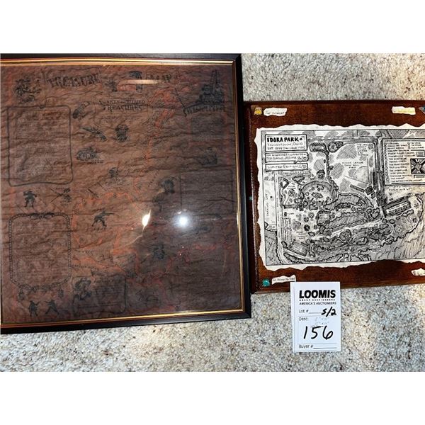 SET OF TWO VINTAGE IDORA PARK ART AND ANTIQUE TREASURE MAP OF SOUTH AMERICA