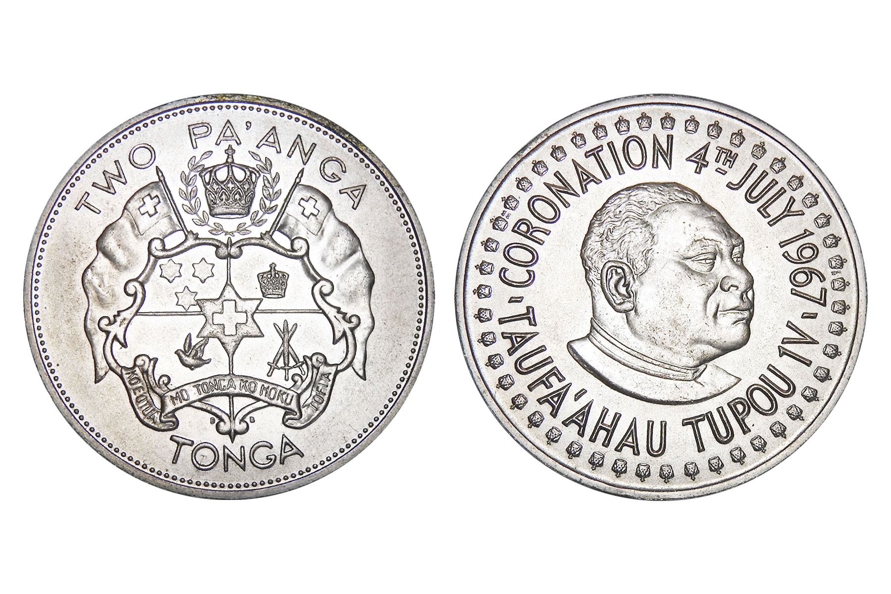 Tonga, Coronation of Taufa'ahau Tupou IV, Copper-nickel, 2 Pa'anga, 1967
