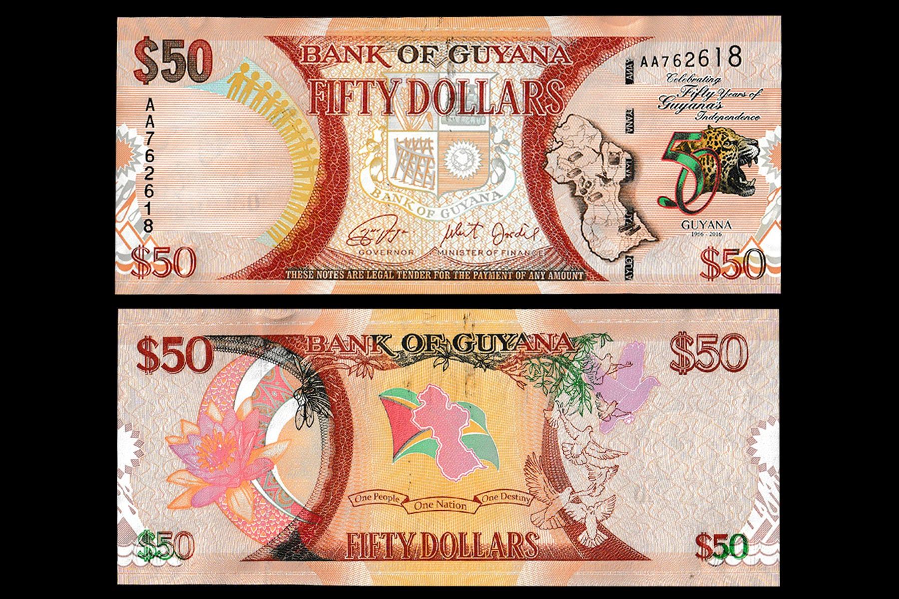 Guyana, 50 Years of Independence, 50 Dollars, 2016