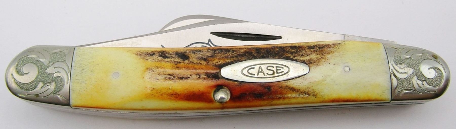 CaseXX 3 Dot Stag Blue Scroll Stockman PocketKnife