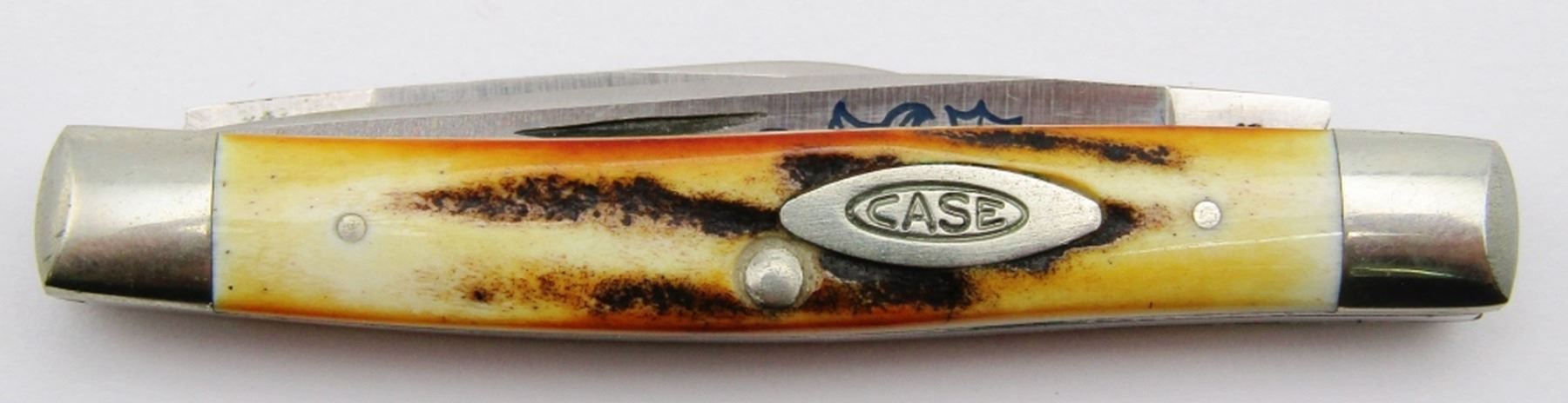 CaseXX 1977 Blue Scroll Stag Pen Knife 2-Blade