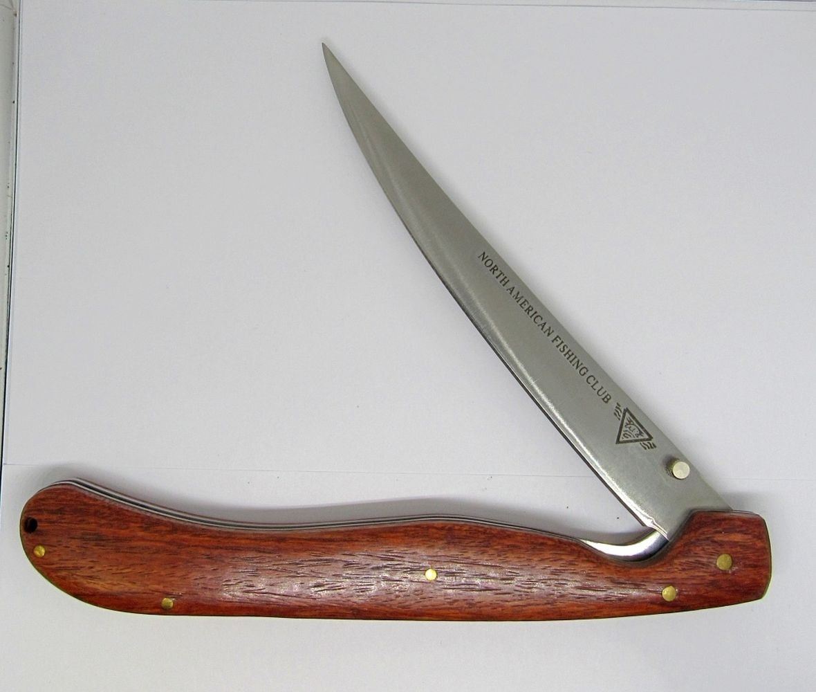 FOLDING FILET KNIFE WITH WOOD HANDLE NIB!
