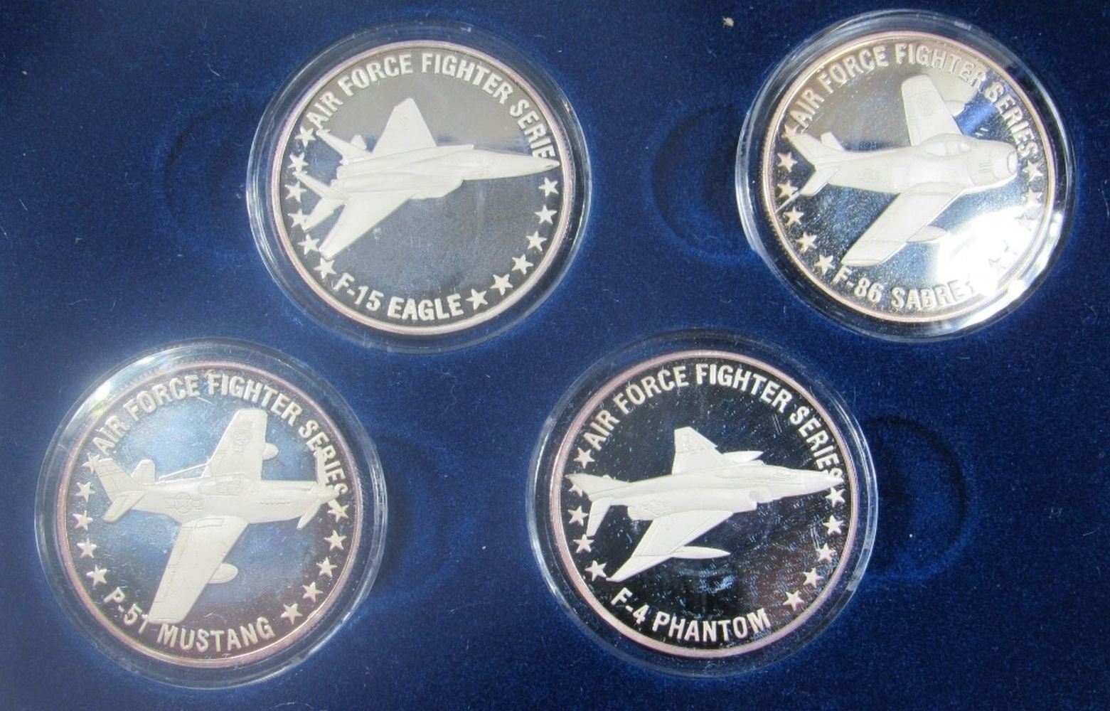 SET OF 4 AIR FORCE FIGHTER SILVER COINS