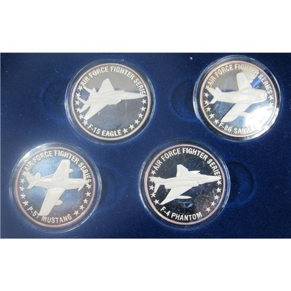SET OF 4 AIR FORCE FIGHTER SILVER COINS