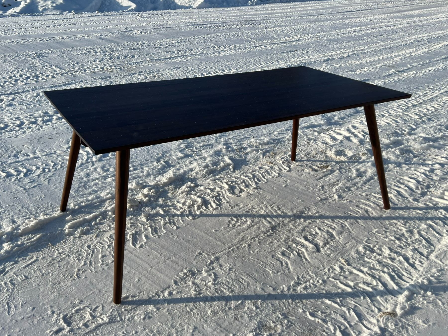 Mid Century Article Seno Walnut Dining Table - Extendable (two 19.5 ...