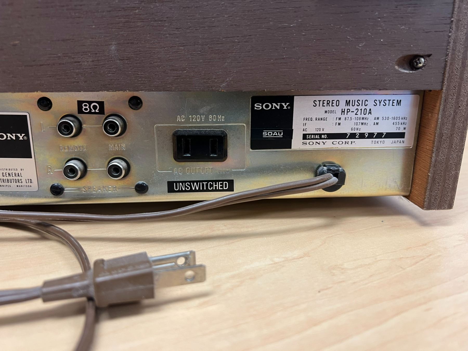 Vintage Sony HP-210A Solid State Stereo System - see description