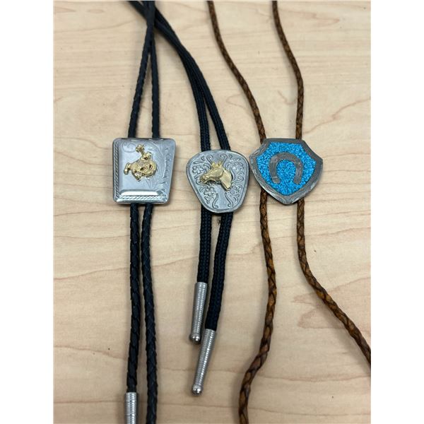 3 Vintage Bolo Ties / String Ties Horse & Western Theme