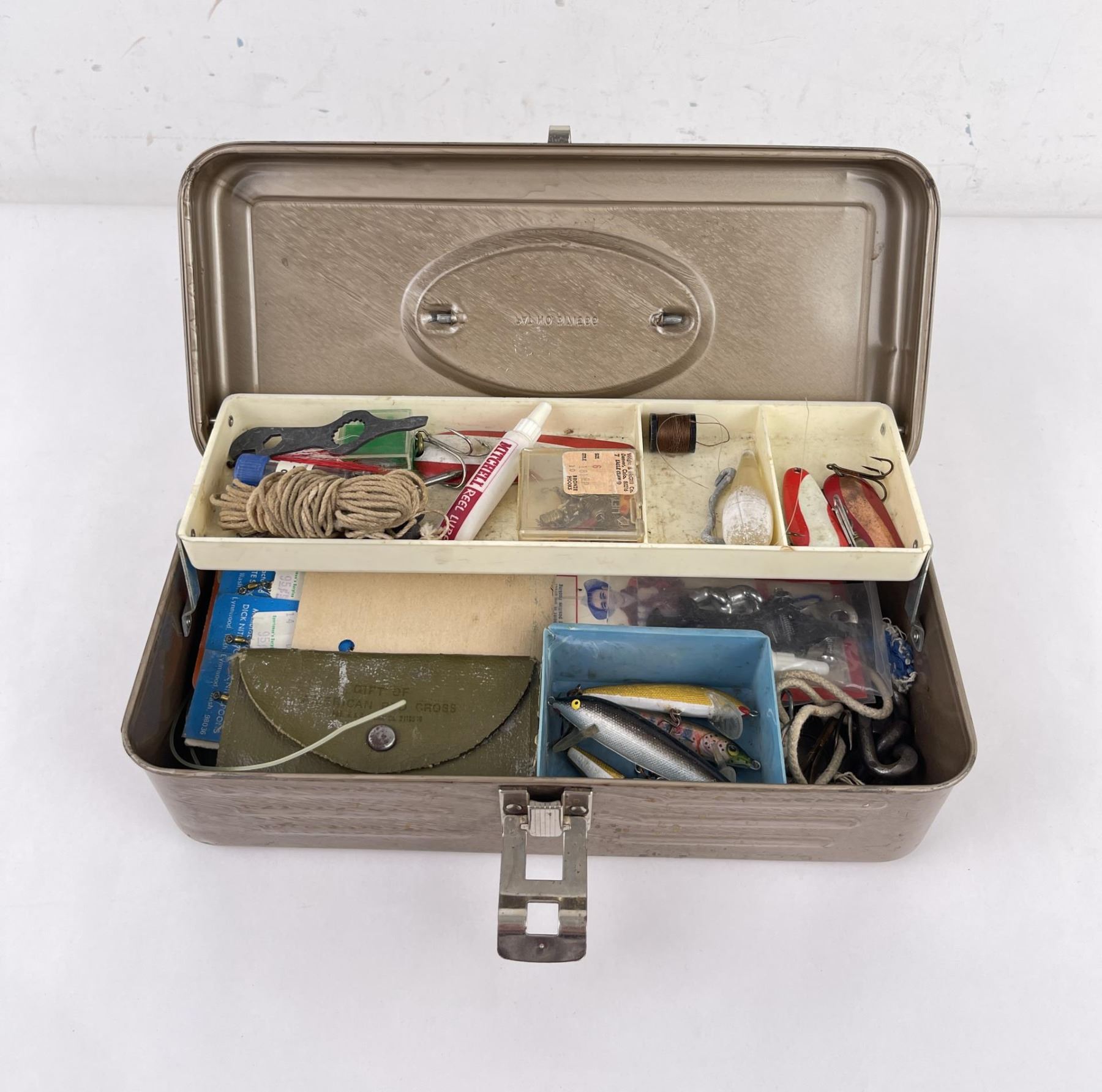 Antique Fishing Tackle Box w/ Lures