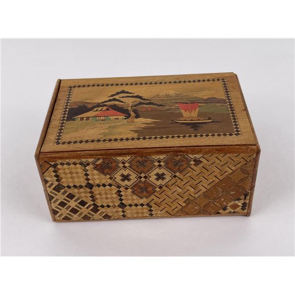 Vintage Japanese Wood Inlaid Puzzle Box