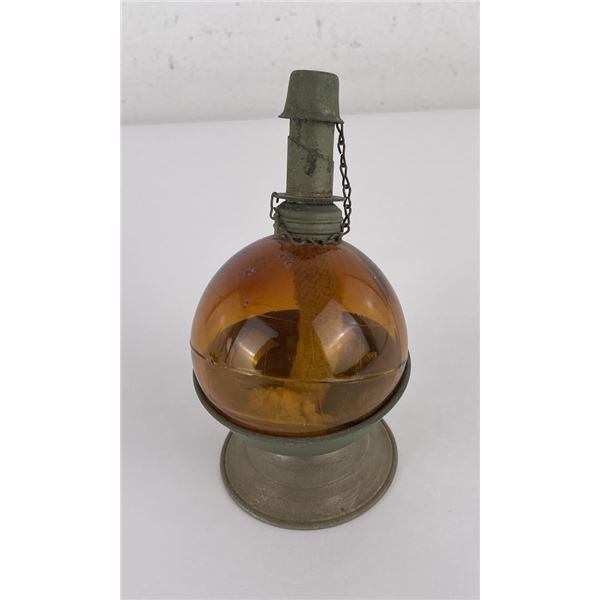 Antique Amber Alcohol Burner Lamp