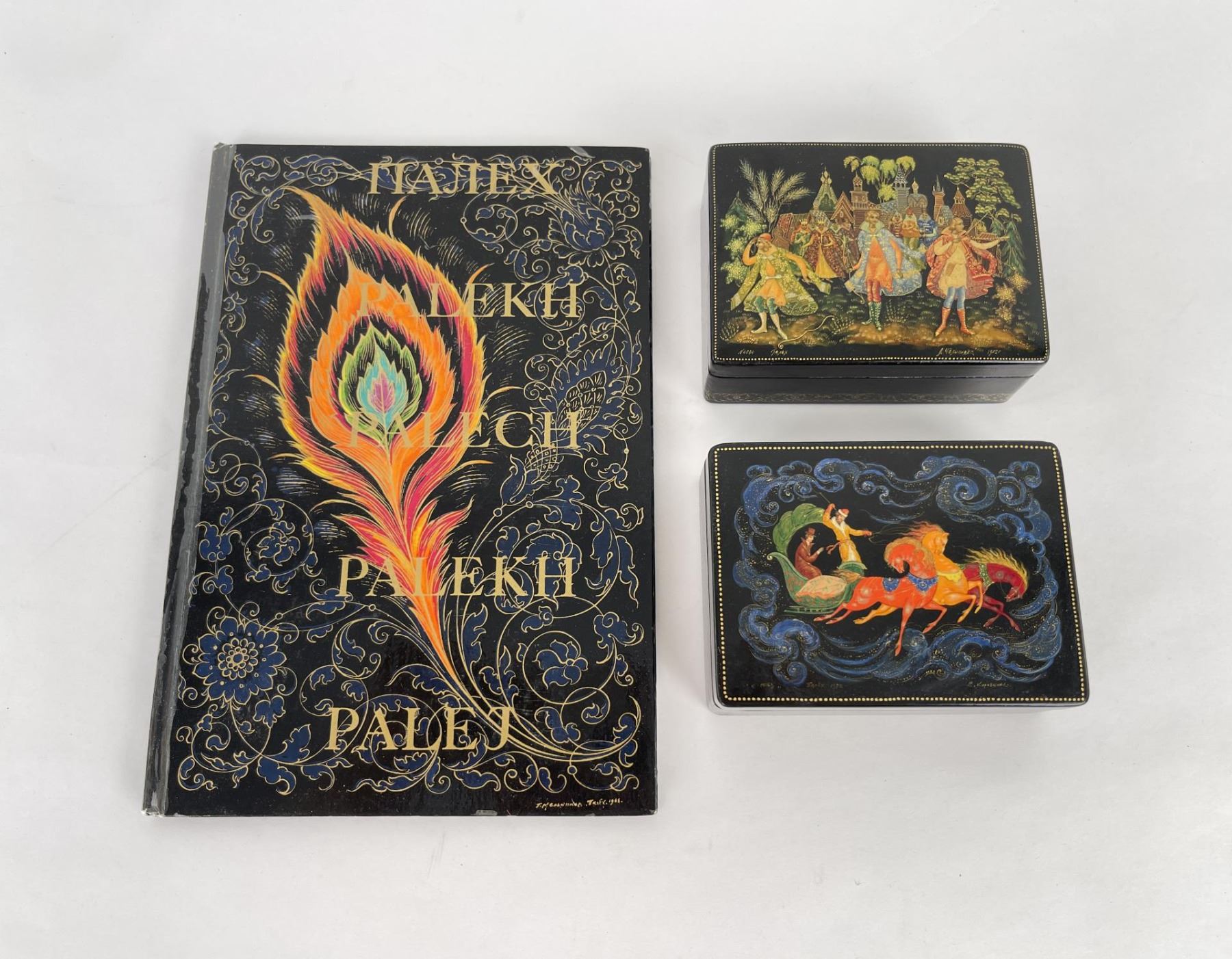 Russian Lacquered Wood Boxes and Book