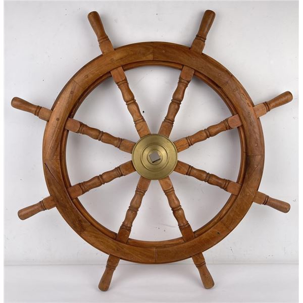 Large Vintage Wood Ships Wheel