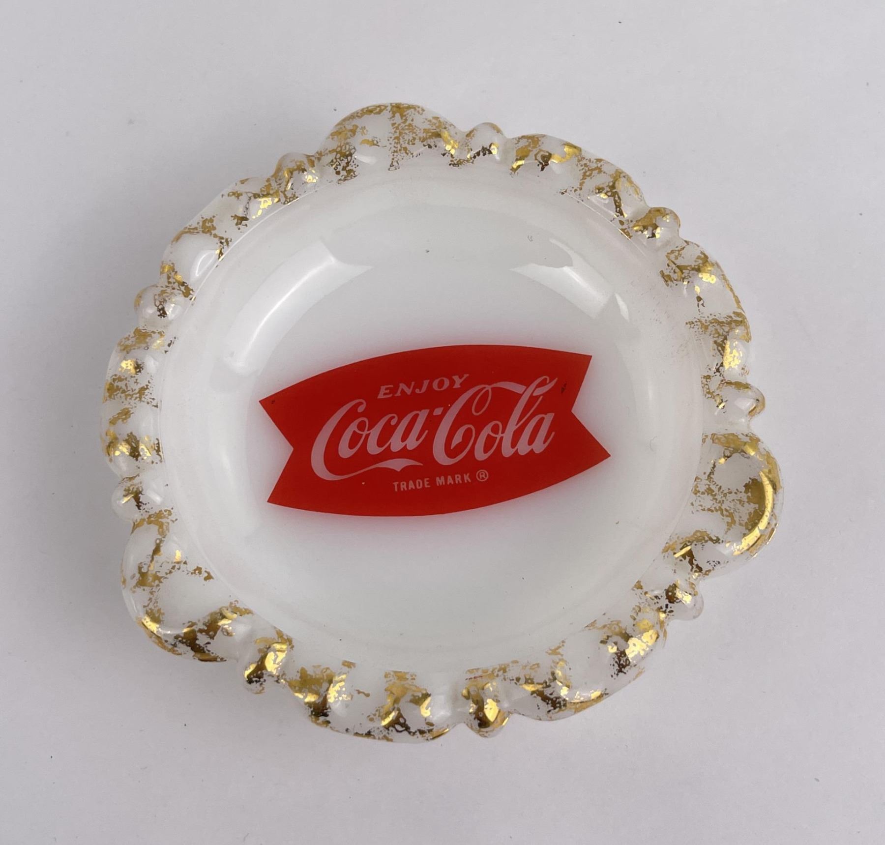 Coca Cola Fishtail Milk Glass Ashtray