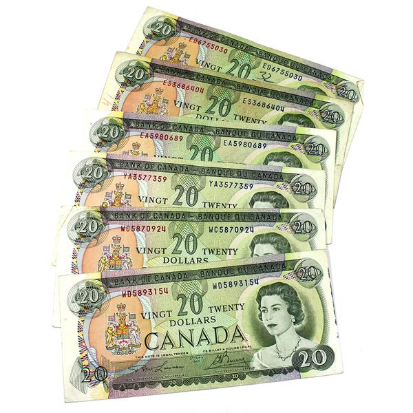 Lot of 6x 1969 Canada $20 Notes - 3x Lawson-Bouey & 3x Beattie ...