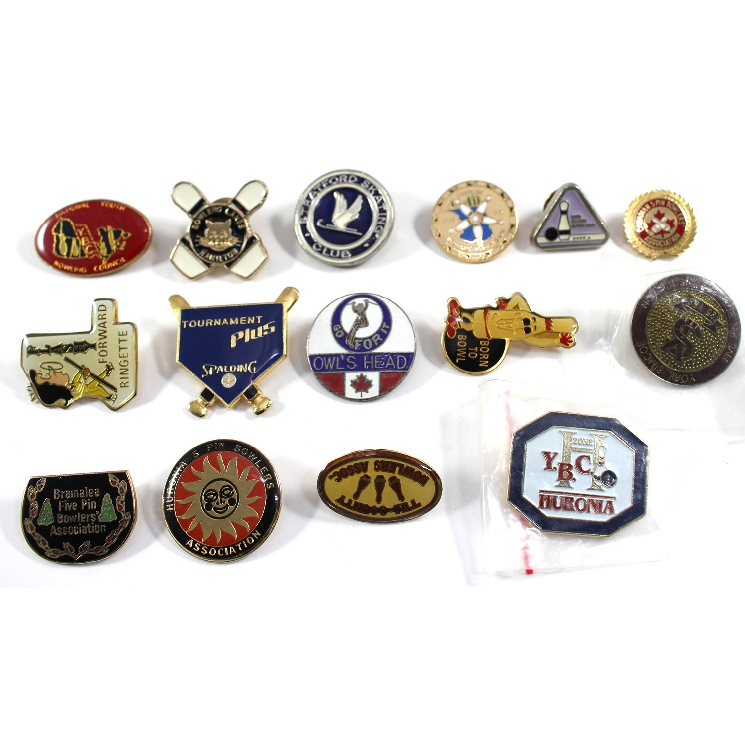 15x Enameled Sports Pins, Mostly for Bowling. See image for variety.