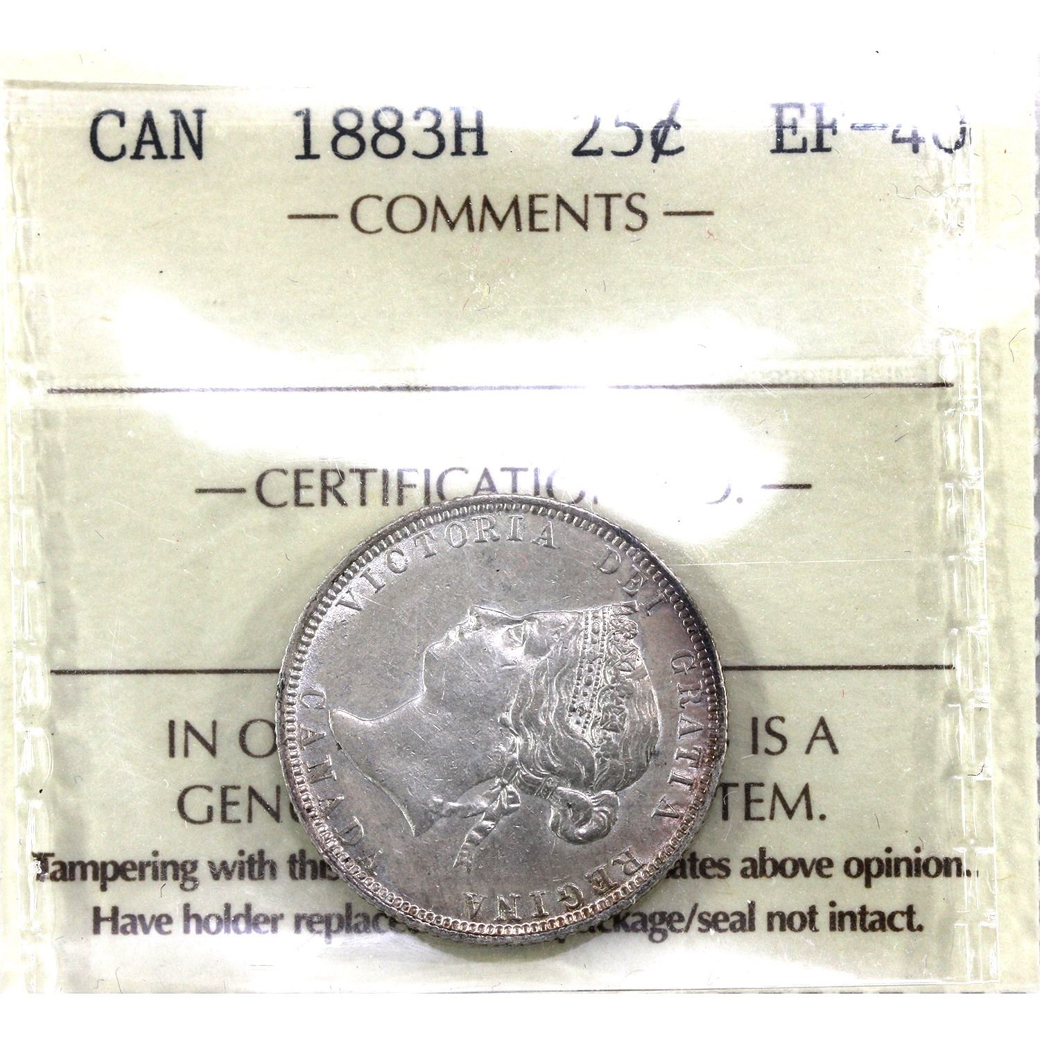 25-cent 1883H ICCS EF40
