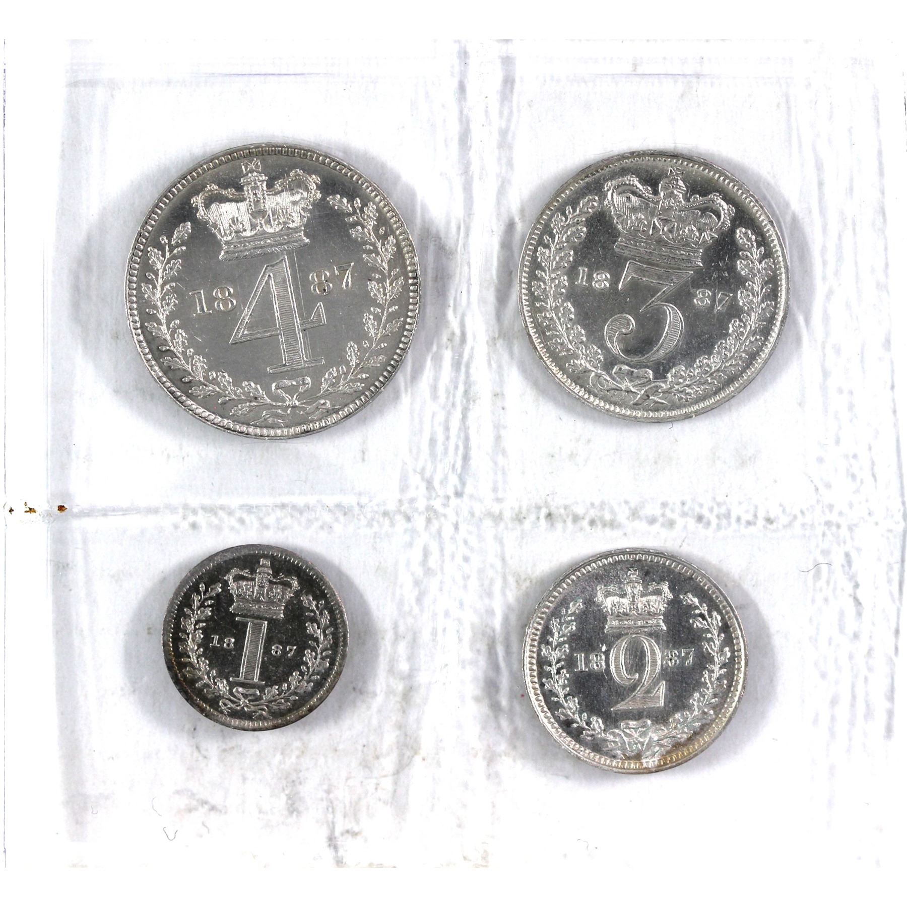 Great Britain 1887 4-coin Maundy Set (KM# MDS142) Set Includes: Silver ...