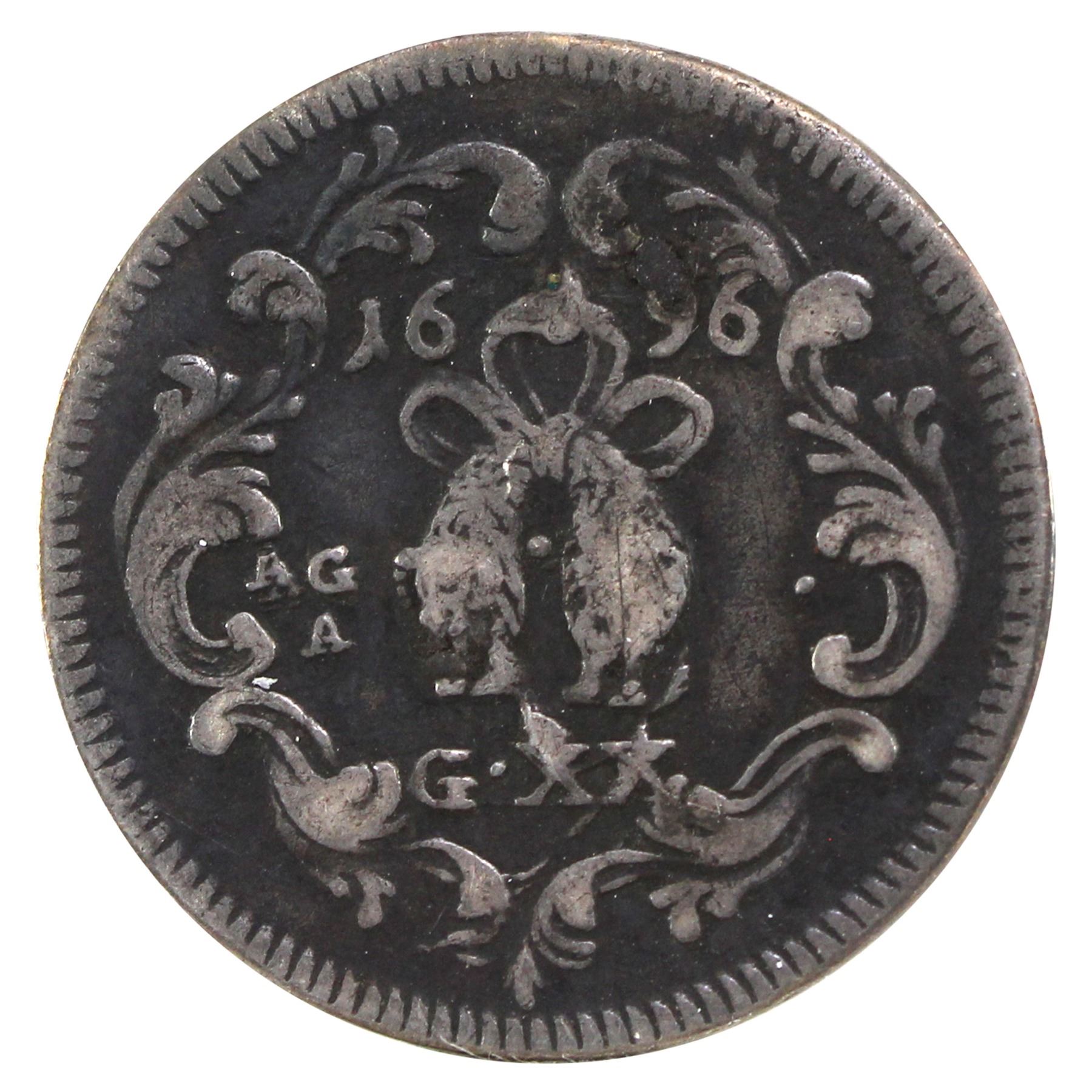 Italian States-Naples Silver 1696AGA Carlo II Tari VF-EF. Deep ...