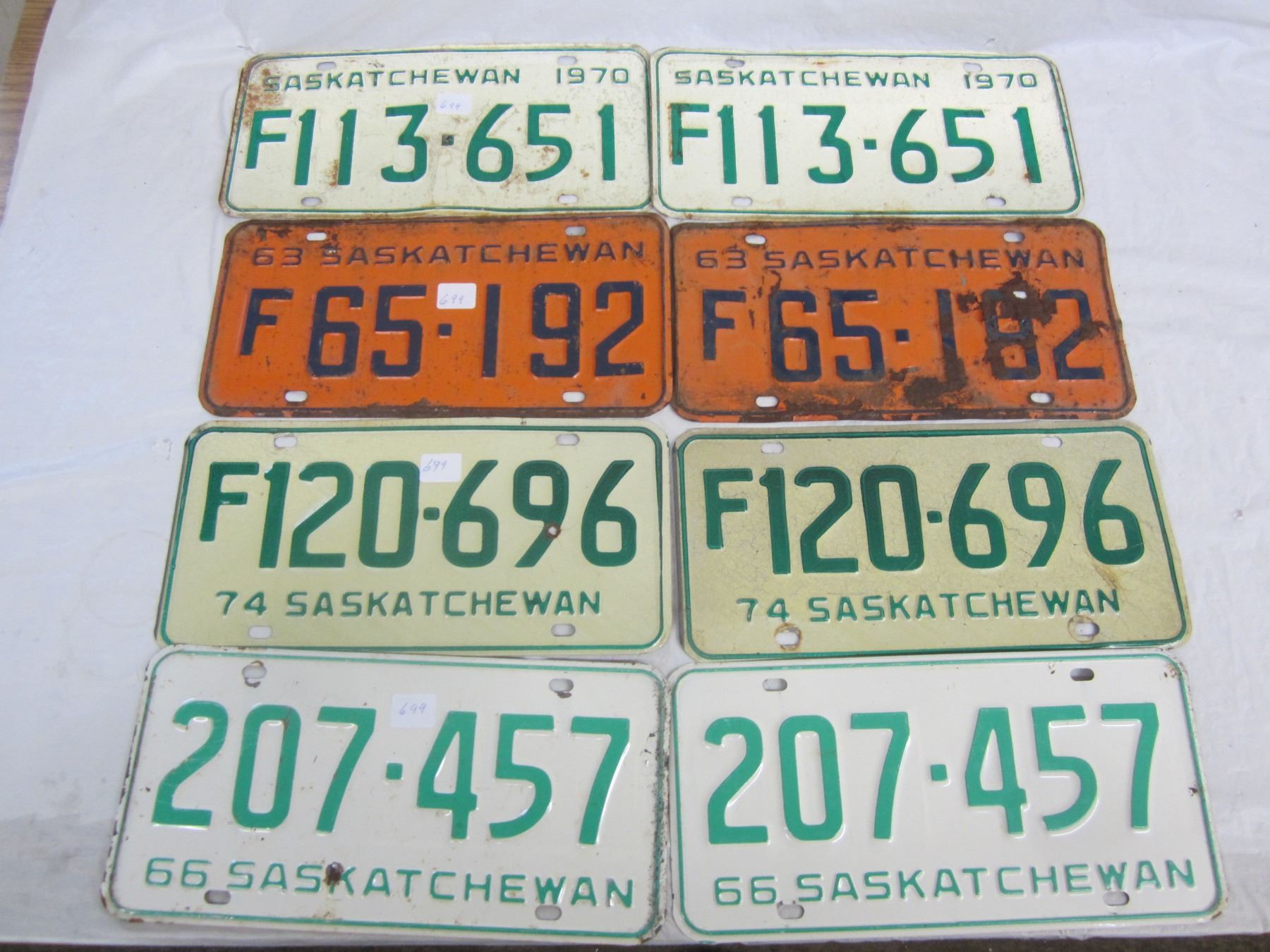 4 Pair of Saskatchewan License Plates 1963-1974 - Schmalz Auctions