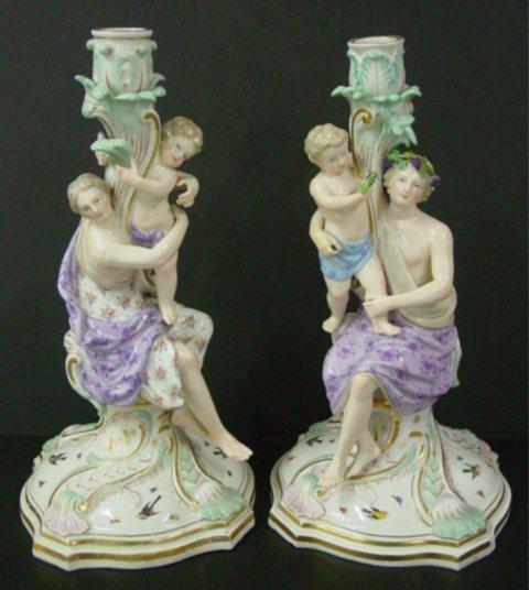 Pair 19th c. Meissen candlesticks