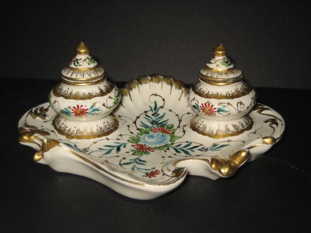 Imperial Russian porcelain inkwell